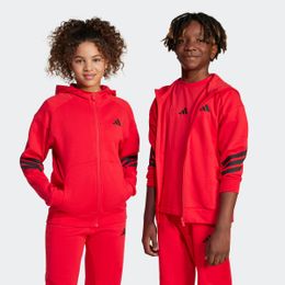 Kapuzensweatshirt adidas Sportswear "J FI 3S FZ HD", Kinder, Gr. 164, rot (pure ruby, schwarz), Obermaterial: 75% Baumwolle, 25% Polyester, sportlich, Sweatshirts