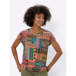 Heine Damen Print-Shirt, Orange, Gr. 50, T-Shirts, Material: Viskose