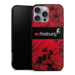 DeinDesign iPhone 16 Pro Max Handy Slim Case extra d&uuml;nn Silikon Handyh&uuml;lle schwarz H&uuml;lle Official Licensed Product Sc Freiburg Logo Silikon Slim Case