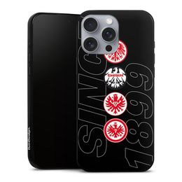 DeinDesign iPhone 16 Pro Max Handy Slim Case extra d&uuml;nn Silikon Handyh&uuml;lle schwarz H&uuml;lle Eagle Logo Eintracht Frankfurt Silikon Slim Case