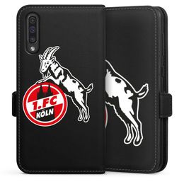 DeinDesign Galaxy A50 Handy Klapph&uuml;lle Handyh&uuml;lle aus Kunst Leder schwarz Flip Case Transparent Logo 1. Fc K&ouml;ln Sideflip mit Lasche