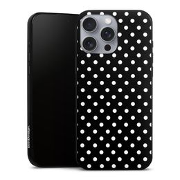 DeinDesign iPhone 16 Pro Max Handy Slim Case extra d&uuml;nn Silikon Handyh&uuml;lle schwarz H&uuml;lle Retro Points Polka Dots Silikon Slim Case