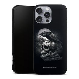 DeinDesign iPhone 16 Pro Max Handy Slim Case extra d&uuml;nn Silikon Handyh&uuml;lle schwarz H&uuml;lle Raven Skulls Skull Silikon Slim Case