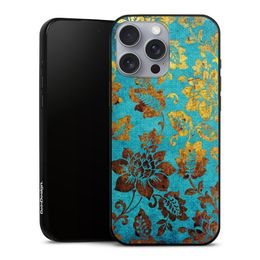 DeinDesign iPhone 16 Pro Max Handy Slim Case extra d&uuml;nn Silikon Handyh&uuml;lle schwarz H&uuml;lle Flowers Vintage Ornament Silikon Slim Case
