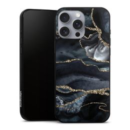 DeinDesign iPhone 16 Pro Max Handy Slim Case extra d&uuml;nn Silikon Handyh&uuml;lle schwarz H&uuml;lle Marble Trends Glitzer Silikon Slim Case