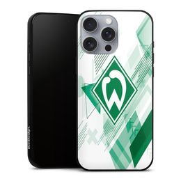 DeinDesign iPhone 16 Pro Max Handy Slim Case extra d&uuml;nn Silikon Handyh&uuml;lle schwarz H&uuml;lle Official Licensed Product Sv Werder Bremen Muster Silikon Slim Case