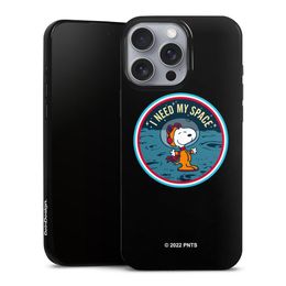 DeinDesign iPhone 16 Pro Max Handy Slim Case extra d&uuml;nn Silikon Handyh&uuml;lle schwarz H&uuml;lle Peanuts Weltall Snoopy Silikon Slim Case