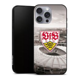 DeinDesign iPhone 16 Pro Max Handy Slim Case extra d&uuml;nn Silikon Handyh&uuml;lle schwarz H&uuml;lle Official Licensed Product Vfb Stuttgart Stadium Silikon Slim Case