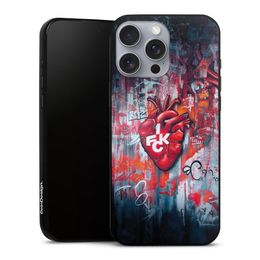 DeinDesign iPhone 16 Pro Max Handy Slim Case extra d&uuml;nn Silikon Handyh&uuml;lle schwarz H&uuml;lle 1. Fck 1. Fc Kaiserslautern Heart Silikon Slim Case