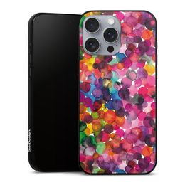 DeinDesign iPhone 16 Pro Max Handy Slim Case extra d&uuml;nn Silikon Handyh&uuml;lle schwarz H&uuml;lle Water Colour Colourful Points Silikon Slim Case