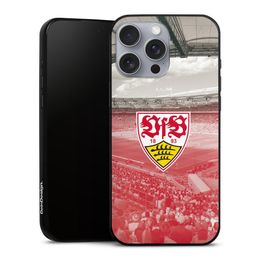 DeinDesign iPhone 16 Pro Max Handy Slim Case extra d&uuml;nn Silikon Handyh&uuml;lle schwarz H&uuml;lle Stadium Vfb Stuttgart Official Licensed Product Silikon Slim Case