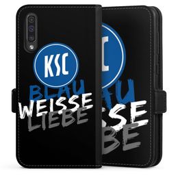 DeinDesign Galaxy A50 Handy Klapph&uuml;lle Handyh&uuml;lle aus Kunst Leder schwarz Flip Case Ksc Karlsruher Sc Official Licensed Product Sideflip mit Lasche