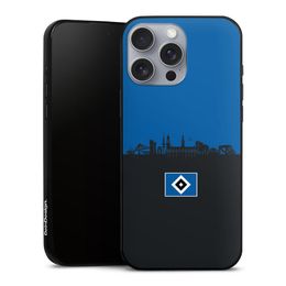 DeinDesign iPhone 16 Pro Max Handy Slim Case extra d&uuml;nn Silikon Handyh&uuml;lle schwarz H&uuml;lle Hsv Skyline Hamburg Silikon Slim Case