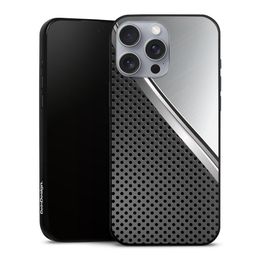 DeinDesign iPhone 16 Pro Max Handy Slim Case extra d&uuml;nn Silikon Handyh&uuml;lle schwarz H&uuml;lle Steel Metall Carbon Silikon Slim Case