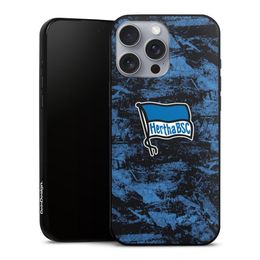 DeinDesign iPhone 16 Pro Max Handy Slim Case extra d&uuml;nn Silikon Handyh&uuml;lle schwarz H&uuml;lle Flag Hertha Bsc Logo Silikon Slim Case