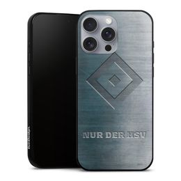 DeinDesign iPhone 16 Pro Max Handy Slim Case extra d&uuml;nn Silikon Handyh&uuml;lle schwarz H&uuml;lle Metallic Look Hsv Hamburger Sv Silikon Slim Case