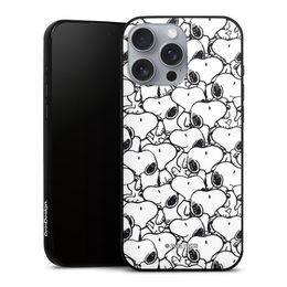 DeinDesign iPhone 16 Pro Max Handy Slim Case extra d&uuml;nn Silikon Handyh&uuml;lle schwarz H&uuml;lle Peanuts Snoopy Muster Silikon Slim Case