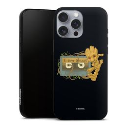 DeinDesign iPhone 16 Pro Max Handy Slim Case extra d&uuml;nn Silikon Handyh&uuml;lle schwarz H&uuml;lle Guardians Of The Galaxy Groot Marvel Silikon Slim Case
