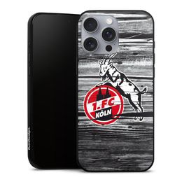 DeinDesign iPhone 16 Pro Max Handy Slim Case extra d&uuml;nn Silikon Handyh&uuml;lle schwarz H&uuml;lle 1. Fc K&ouml;ln Wooden Look Official Licensed Product Silikon Slim Case