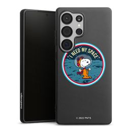 DeinDesign Galaxy S25 Ultra Handy Premium Silikon H&uuml;lle Handyh&uuml;lle schwarz Case Peanuts Weltall Snoopy Silikon Premium Case