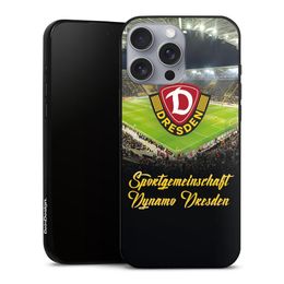 DeinDesign iPhone 16 Pro Max Handy Slim Case extra d&uuml;nn Silikon Handyh&uuml;lle schwarz H&uuml;lle Sg Dynamo Dresden Sgd Official Licensed Product Silikon Slim Case