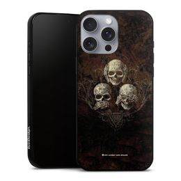 DeinDesign iPhone 16 Pro Max Handy Slim Case extra d&uuml;nn Silikon Handyh&uuml;lle schwarz H&uuml;lle Gothic Art Skulls Silikon Slim Case