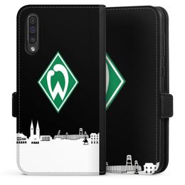 DeinDesign Galaxy A50 Handy Klapph&uuml;lle Handyh&uuml;lle aus Kunst Leder schwarz Flip Case Skyline Sv Werder Bremen Official Licensed Product Sideflip mit Lasche