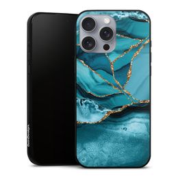 DeinDesign iPhone 16 Pro Max Handy Slim Case extra d&uuml;nn Silikon Handyh&uuml;lle schwarz H&uuml;lle Marble Gemstone Glitzer Silikon Slim Case