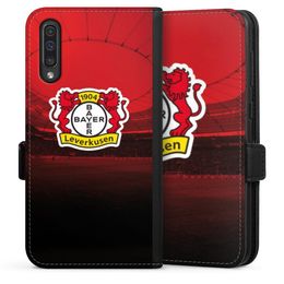 DeinDesign Galaxy A50 Handy Klapph&uuml;lle Handyh&uuml;lle aus Kunst Leder schwarz Flip Case Bayer 04 Leverkusen Official Licensed Product Stadium Sideflip mit Lasche