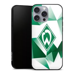 DeinDesign iPhone 16 Pro Max Handy Slim Case extra d&uuml;nn Silikon Handyh&uuml;lle schwarz H&uuml;lle Tarnmuster Sv Werder Bremen Official Licensed Product Silikon Slim Case