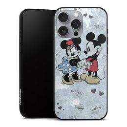 DeinDesign iPhone 16 Pro Max Handy Slim Case extra d&uuml;nn Silikon Handyh&uuml;lle schwarz H&uuml;lle Vintage Disney Silikon Slim Case