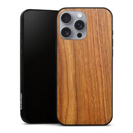 DeinDesign iPhone 16 Pro Max Handy Slim Case extra d&uuml;nn Silikon Handyh&uuml;lle schwarz H&uuml;lle Larch Wood Wooden Look Silikon Slim Case