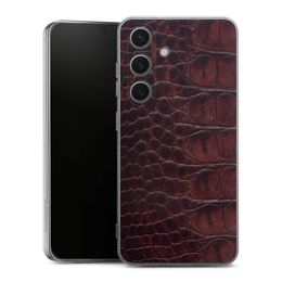 DeinDesign Galaxy S25 Handy Silikon H&uuml;lle Case transparent Handyh&uuml;lle Leather Crocodile Animal Print Silikon Case