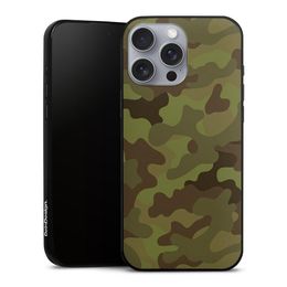 DeinDesign iPhone 16 Pro Max Handy Slim Case extra d&uuml;nn Silikon Handyh&uuml;lle schwarz H&uuml;lle Camouflage Tarnmuster Army Silikon Slim Case