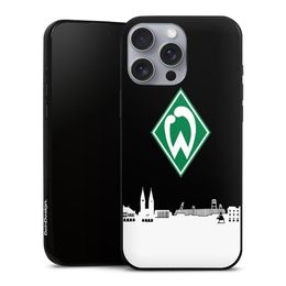 DeinDesign iPhone 16 Pro Max Handy Slim Case extra d&uuml;nn Silikon Handyh&uuml;lle schwarz H&uuml;lle Skyline Sv Werder Bremen Official Licensed Product Silikon Slim Case