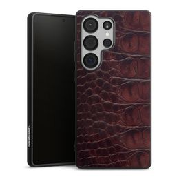 DeinDesign Galaxy S25 Ultra Handy Premium Silikon H&uuml;lle Handyh&uuml;lle schwarz Case Leather Crocodile Animal Print Silikon Premium Case
