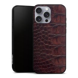 DeinDesign iPhone 16 Pro Max Handy Slim Case extra d&uuml;nn Silikon Handyh&uuml;lle schwarz H&uuml;lle Leather Crocodile Animal Print Silikon Slim Case