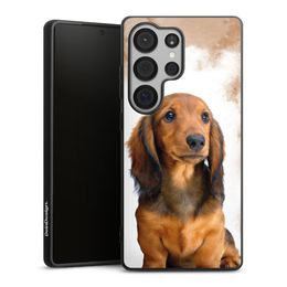 DeinDesign Galaxy S25 Ultra Handy Premium Silikon H&uuml;lle Handyh&uuml;lle schwarz Case Pet Dachshund Dog Silikon Premium Case
