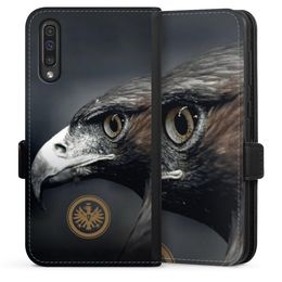 DeinDesign Galaxy A50 Handy Klapph&uuml;lle Handyh&uuml;lle aus Kunst Leder schwarz Flip Case Eintracht Frankfurt Eagle Official Licensed Product Sideflip mit Lasche