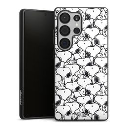 DeinDesign Galaxy S25 Ultra Handy Premium Silikon H&uuml;lle Handyh&uuml;lle schwarz Case Peanuts Snoopy Muster Silikon Premium Case
