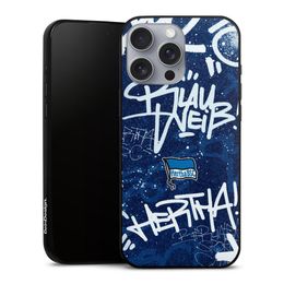 DeinDesign iPhone 16 Pro Max Handy Slim Case extra d&uuml;nn Silikon Handyh&uuml;lle schwarz H&uuml;lle Official Licensed Product Hertha Bsc Graffiti Silikon Slim Case