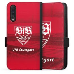 DeinDesign Galaxy A50 Handy Klapph&uuml;lle Handyh&uuml;lle aus Kunst Leder schwarz Flip Case Stadium Official Licensed Product Vfb Stuttgart Sideflip mit Lasche