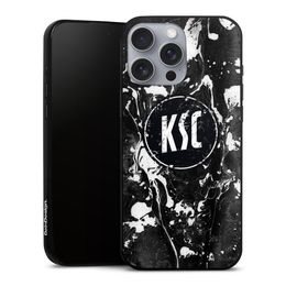 DeinDesign iPhone 16 Pro Max Handy Slim Case extra d&uuml;nn Silikon Handyh&uuml;lle schwarz H&uuml;lle Karlsruher Sc Ksc Official Licensed Product Silikon Slim Case