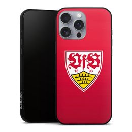 DeinDesign iPhone 16 Pro Max Handy Slim Case extra d&uuml;nn Silikon Handyh&uuml;lle schwarz H&uuml;lle Logo Official Licensed Product Vfb Stuttgart Silikon Slim Case