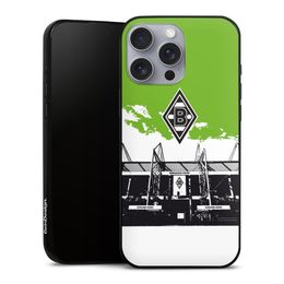 DeinDesign iPhone 16 Pro Max Handy Slim Case extra d&uuml;nn Silikon Handyh&uuml;lle schwarz H&uuml;lle Merchandise Borussia M&ouml;nchengladbach Stadium Silikon Slim Case