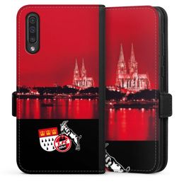 DeinDesign Galaxy A50 Handy Klapph&uuml;lle Handyh&uuml;lle aus Kunst Leder schwarz Flip Case 1. Fc K&ouml;ln Skyline Official Licensed Product Sideflip mit Lasche