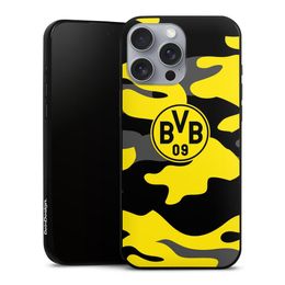 DeinDesign iPhone 16 Pro Max Handy Slim Case extra d&uuml;nn Silikon Handyh&uuml;lle schwarz H&uuml;lle Borussia Dortmund Merchandise Bvb Silikon Slim Case