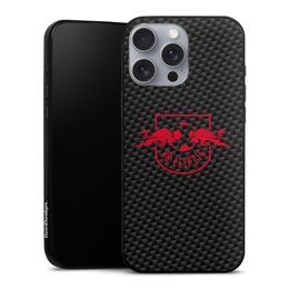 DeinDesign iPhone 16 Pro Max Handy Slim Case extra d&uuml;nn Silikon Handyh&uuml;lle schwarz H&uuml;lle Rb Leipzig Official Licensed Product Carbon Silikon Slim Case