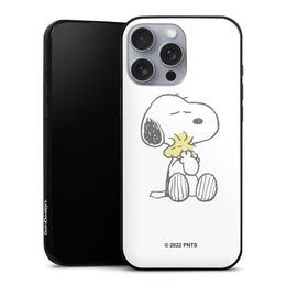 DeinDesign iPhone 16 Pro Max Handy Slim Case extra d&uuml;nn Silikon Handyh&uuml;lle schwarz H&uuml;lle Snoopy Love Peanuts Silikon Slim Case