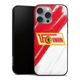 DeinDesign iPhone 16 Pro Max Handy Slim Case extra d&uuml;nn Silikon Handyh&uuml;lle schwarz H&uuml;lle 1. Fc Union Berlin Logo Official Licensed Product Silikon Slim Case